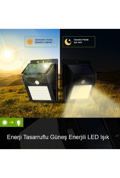 Triline Solar LED Güneş Enerjili Duvar Lambası 40 LED Triline Solar LED Güneş Enerjili Duvar Lambası 40 LED