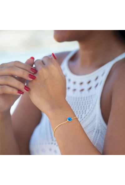 Papatya Silver Mavi Nazar Bileklik