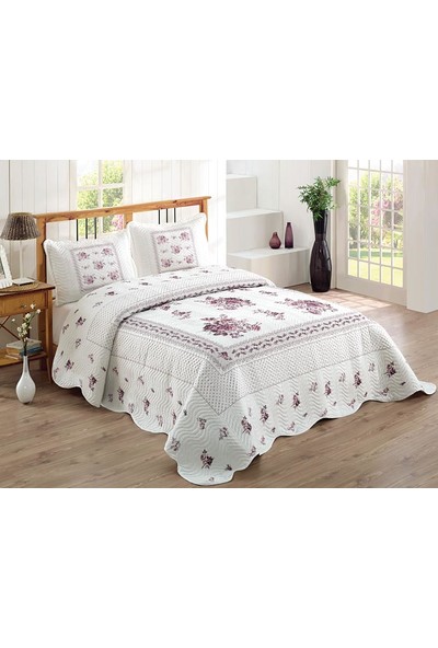 Örtüm Flower Lila Çift Kişilik Kapitone Yatak Örtüsü Örtüm Flower Lila Çift Kişilik Kapitone Yatak Örtüsü