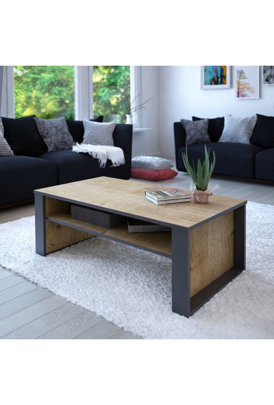 Decorotika Manhattan Orta Sehpa 110 Safir Meşe Koyu Gri