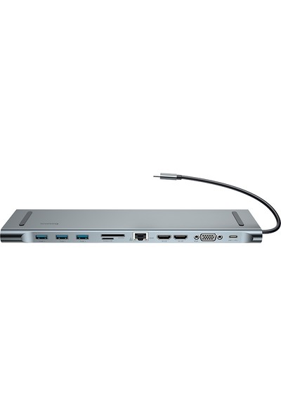 Baseus CATSX-G0G 11 In 1 Enjoyment Series Type-C Notebook Hub Adapter Gray (PD/HDMI/VGA/RJ45/SD/USB*3) Adaptör Çoklayıcı Baseus CATSX-G0G 11 In 1 Enjoyment Series Type-C Notebook Hub Adapter Gray (PD/HDMI/VGA/RJ45/SD/USB*3) Adaptör Çoklayıcı