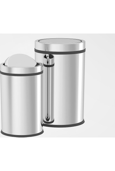 Sas Ofis Tipi Pratik Kapak Krom Çöp Kovası Sas Ofis Tipi Pratik Kapak Krom Çöp Kovası
