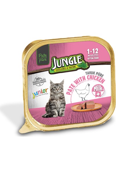 Jungle Sütlü Tavuk Püreli Yavru Kedi Maması 100 gr (32 Paket)