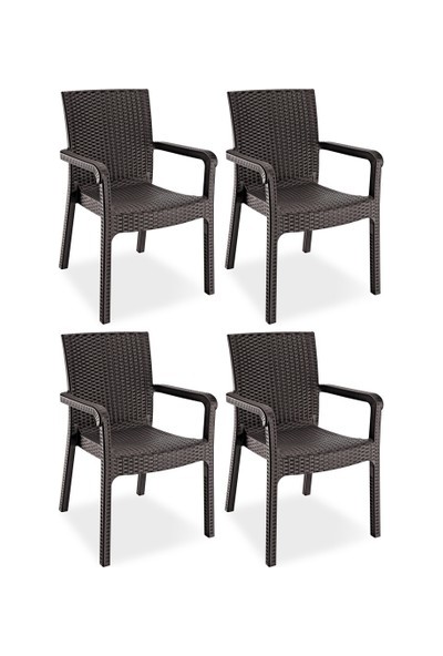 Violet Rattan Koltuk Rattan Bahçe Balkon Sandalyesi Kahverengi (4 Adet) Violet Rattan Koltuk Rattan Bahçe Balkon Sandalyesi Kahverengi (4 Adet)