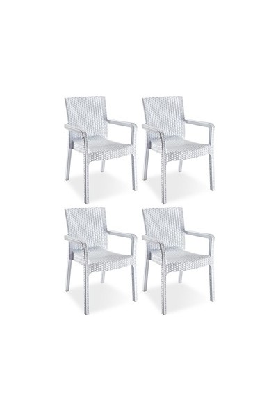 Violet Rattan Koltuk Rattan Bahçe Balkon Sandalyesi Beyaz (4 Adet) Violet Rattan Koltuk Rattan Bahçe Balkon Sandalyesi Beyaz (4 Adet)