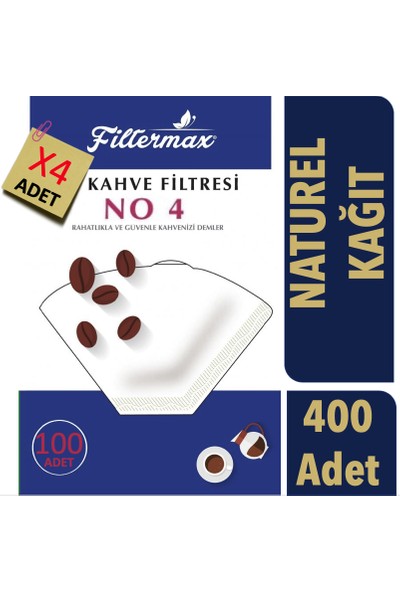 Filter Max Kahve Filtre Kağıdı (Naturel) 4 Numara 400 Adet