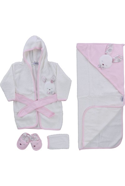 Gaye Kız Bebek Sevimli Tavşan Havlu Bornoz Takımı