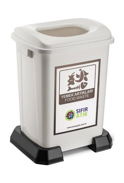 Şenyayla Sıfır Atık Geri Dönüşüm Kutusu 50 lt Beyaz Yemek Artıkları Food Waste