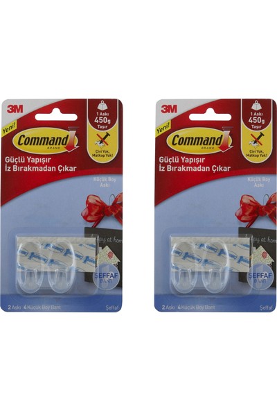 Command 17092 Küçük Boy Şeffaf Askı ( 2 Adet ) Command 17092 Küçük Boy Şeffaf Askı ( 2 Adet )