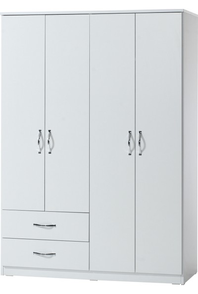 Dienni Beyaz 4 Kapaklı 2 Çekmeceli Gardırop Dienni Beyaz 4 Kapaklı 2 Çekmeceli Gardırop