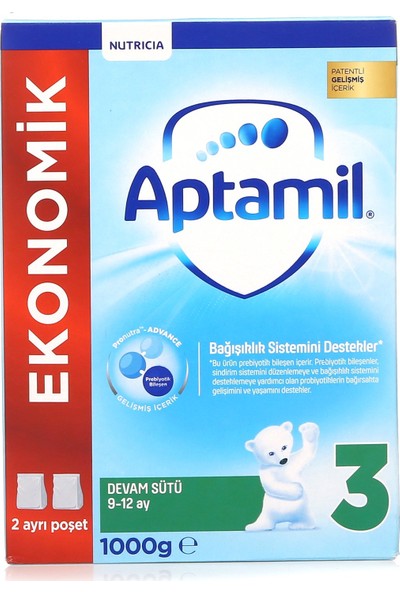 Aptamil 3 Ekonomik Paket Devam Sütü 1000 gr 9-12 Ay Aptamil 3 Ekonomik Paket Devam Sütü 1000 gr 9-12 Ay