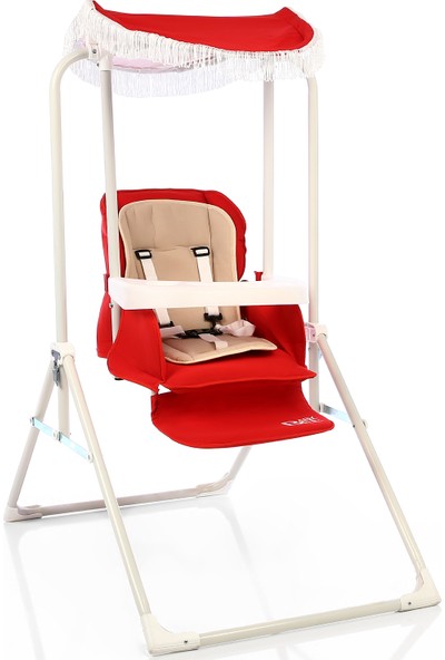 Baby Bee Mama Tablalı Yatarlı Lüks Salıncak Kırmızı