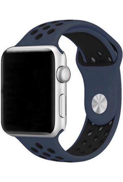 Case 4U Apple Watch Seri 7/6/SE/5/4 Delikli Spor Kayış 45mm 44mm 42mm Uyumlu Gece Mavisi - Siyah Case 4U Apple Watch Seri 7/6/SE/5/4 Delikli Spor Kayış 45mm 44mm 42mm Uyumlu Gece Mavisi - Siyah