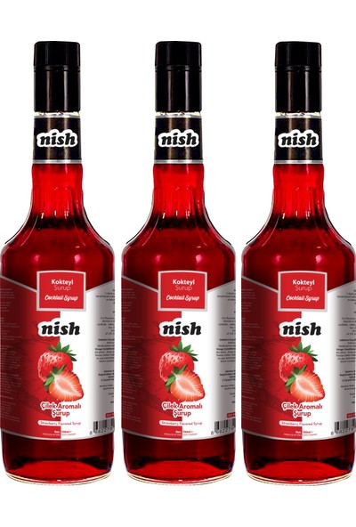 Nish Çilek Aromalı Şurup 3 x 700 ml