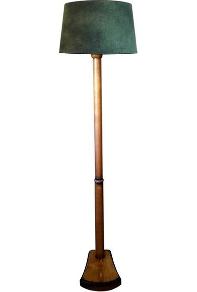 Lambada Masif Ahşap Tek Ayaklı Lambader-Antik Serisi ( Yeşil / Açık Ceviz)