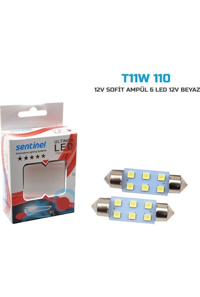 Sentinel Sofit Ampul 12 Volt 6 Ledli Beyaz Takım 2'li Paket Sentinel Sofit Ampul 12 Volt 6 Ledli Beyaz Takım 2'li Paket