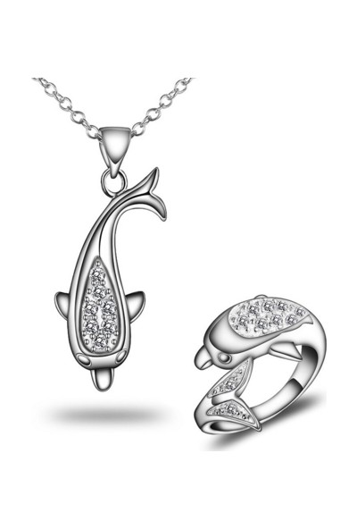 Myfavori Yunus Takı Setleri Kolye ve Yüzük Gümüş Renk Myfavori Yunus Takı Setleri Kolye ve Yüzük Gümüş Renk