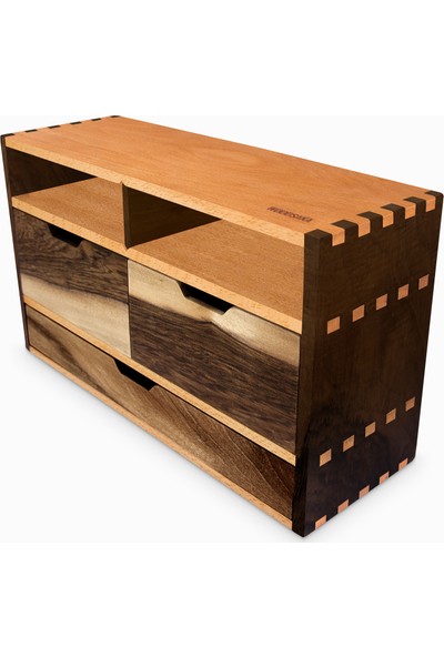 Woodsaka Desna Üç Katlı Çekmeceli Kırtasiye Saklama Rafı Model 2 Woodsaka Desna Üç Katlı Çekmeceli Kırtasiye Saklama Rafı Model 2