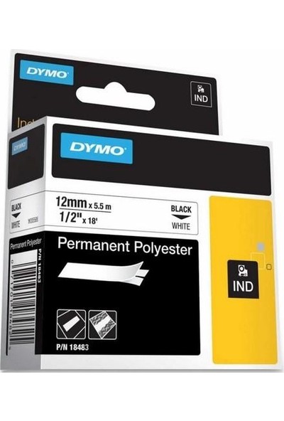 Dymo 18483 Rhinopro Polyester Şerit (12Mmx5,5Mt) Beyaz-Siyah Dymo 18483 Rhinopro Polyester Şerit (12Mmx5,5Mt) Beyaz-Siyah