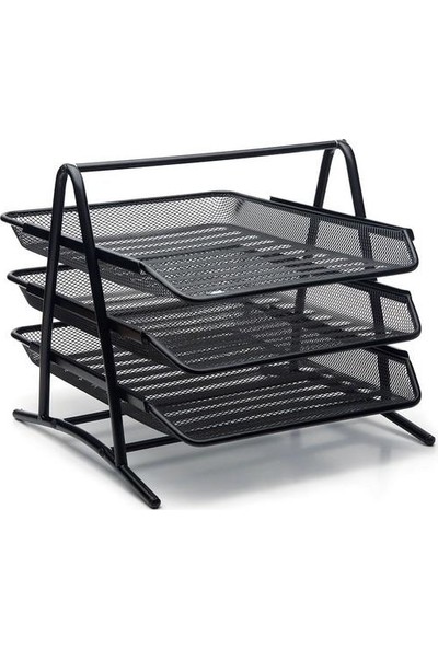 Lacco 433 Metal Evrak Rafı 3 Lü Siyah