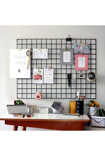 Bundera Fotoğraf Askısı Tel Pano Duvar Askılığı Dekoratif Duvar Panosu Notluk Izgara Pano Resim Not Askısı