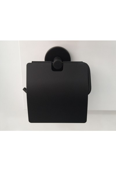 Defne Begonya Kapaklı Tuvalet Kağıtlık Mat Siyah