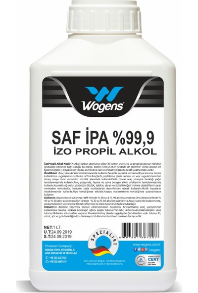 Wogens Saf Ipa Izo Propil Alkol Izopropil Alkol Temizlik Solventi 1 Lt Wogens Saf Ipa Izo Propil Alkol Izopropil Alkol Temizlik Solventi 1 Lt