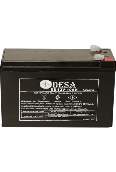 Desa Tse Belgeli Desa 12V 10AH - 12V 10A Bakımsız Kuru Akü Desa Tse Belgeli Desa 12V 10AH - 12V 10A Bakımsız Kuru Akü