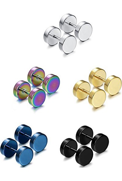 Chavin 5 Çift Renk Çelik 8 Mm. Bayan Erkek Küpe EB62 Chavin 5 Çift Renk Çelik 8 Mm. Bayan Erkek Küpe EB62