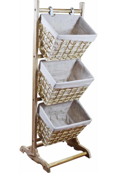 Sepetçi Baba 4 Katlı Ahşap Meyvelik Bej