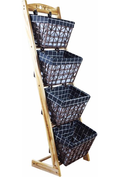 Sepetçi Baba 4 Katlı Ahşap Meyvelik Siyah Sepetçi Baba 4 Katlı Ahşap Meyvelik Siyah