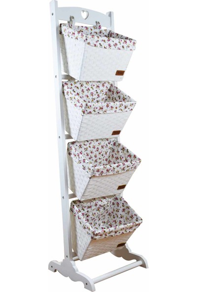 Sepetçi Baba 4 Katlı Ahşap Meyvelik Beyaz