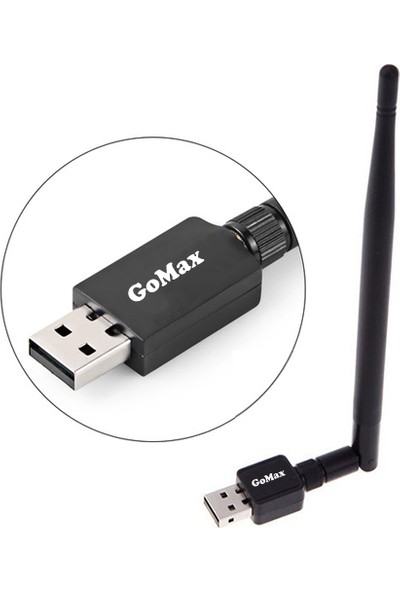 Gomax Antenli Kablosuz USB Wifi Adaptörü 150 Mbps Siyah Gomax Antenli Kablosuz USB Wifi Adaptörü 150 Mbps Siyah