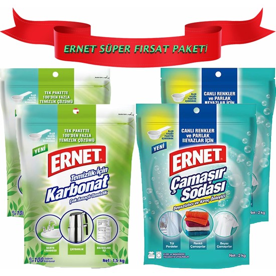 Ernet Temizlik Için Karbonat 1.5 kg x 2 Adet + Ernet Çamaşır Fiyatı