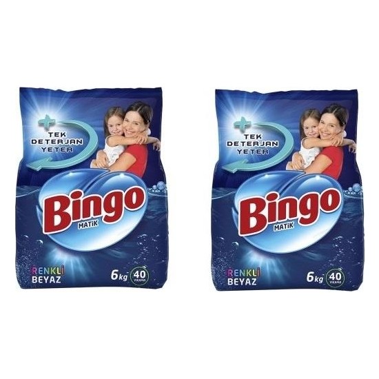 Bingo Toz Deterjan Renkli Ve Beyazlar 6 kg x 2'li Set Fiyatı