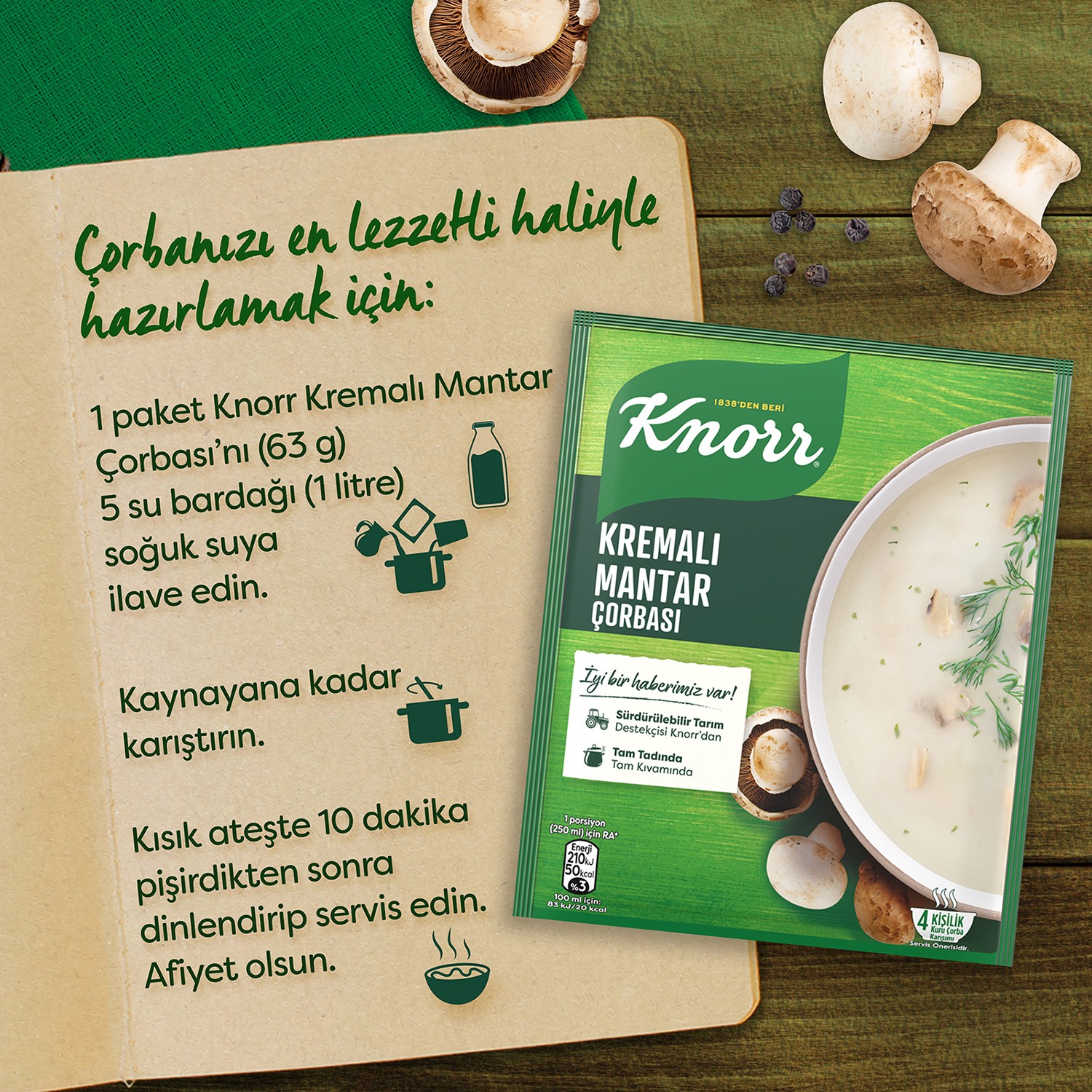 Knorr Hazır Çorba Kremalı Mantar 4 Kişilik 63 g Fiyatı