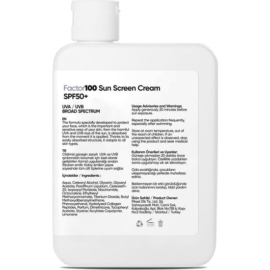 Ocean FACTOR100 Güneş Kremi SPF50+ 100 ml Sun Screen Cream Fiyatı Ocean FACTOR100 Güneş Kremi SPF50+ 100 ml Sun Screen Cream Fiyatı