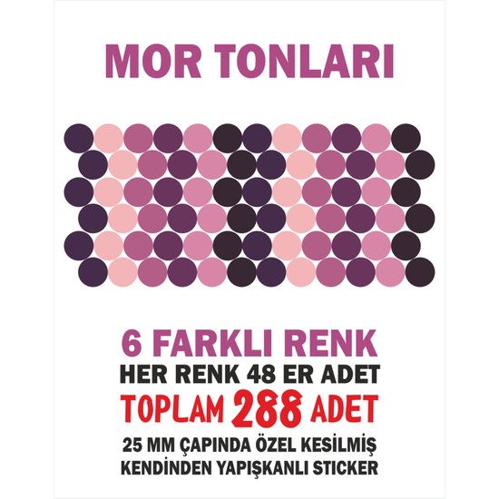 Engin 288 Adet 25MM Mor Renk Tonları Özel Kesilmiş Sticker Fiyatı