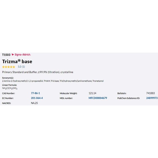 Karen Sigma T1503-25G Trizma® Base Primary Standard And Fiyatı