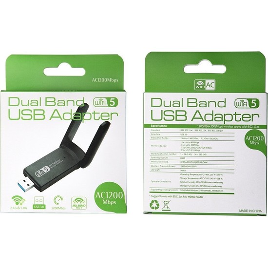 AC1200 Wifi 5g 1200MBPS 802.11AC USB Wireless Adaptör Fiyatı