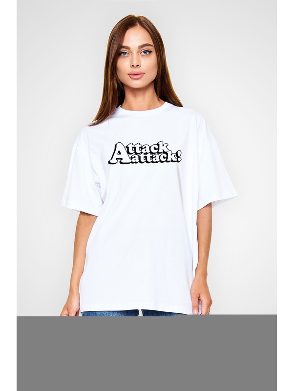 Tişört Fabrikası Attack Attack Baskılı Unisex Beyaz Oversize Fiyatı