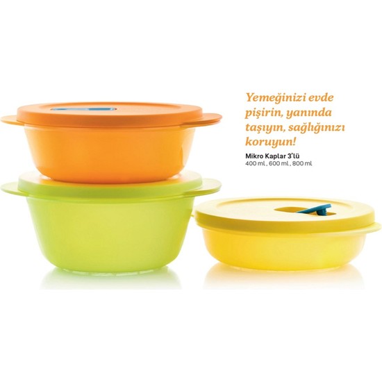 Tupperware Mikro Kaplar 3'lü Mikrodalga Fırın Isıtma Saklama Fiyatı