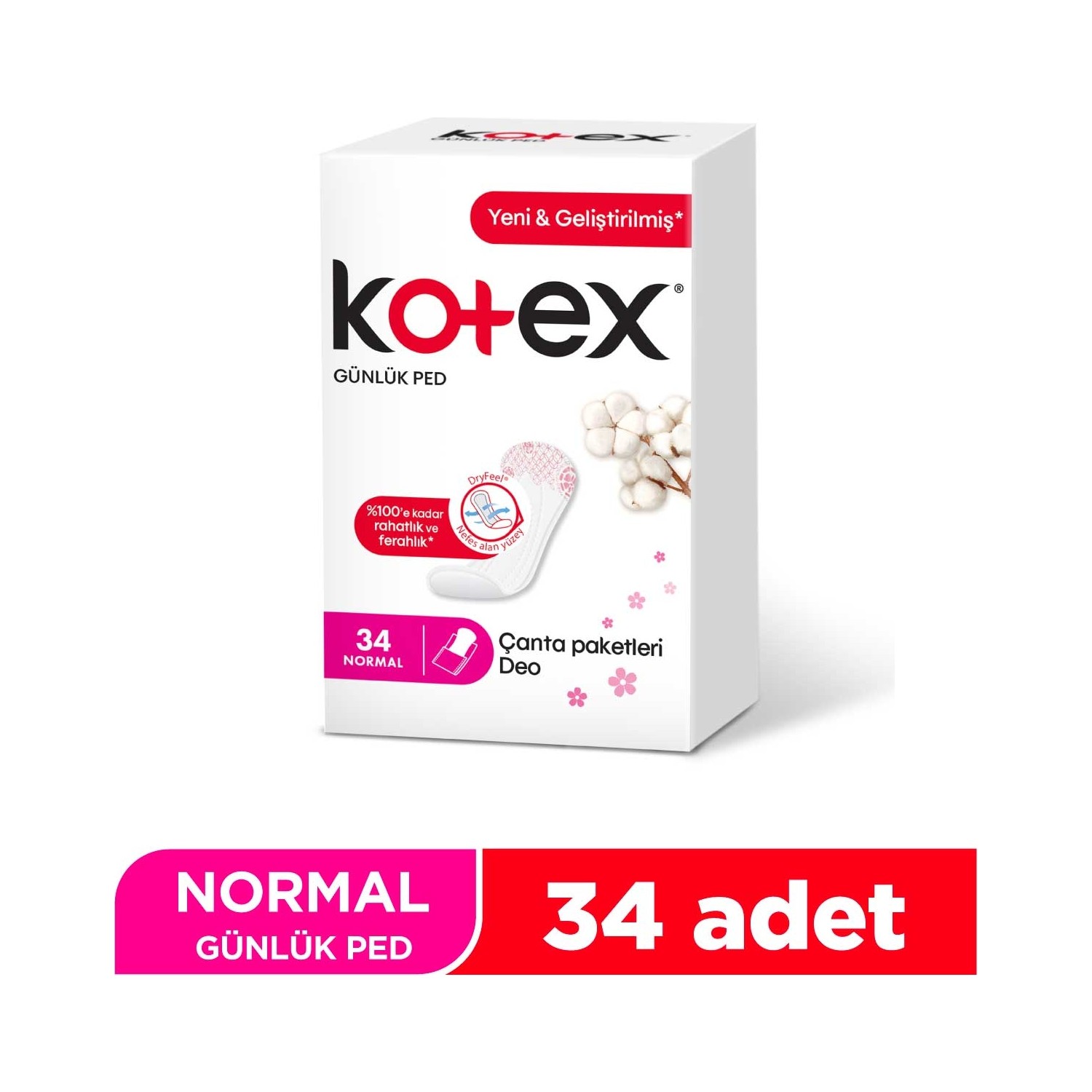 Kotex Günlük Ped Uzun Çanta Paketleri Deo 34'lü Fiyatı