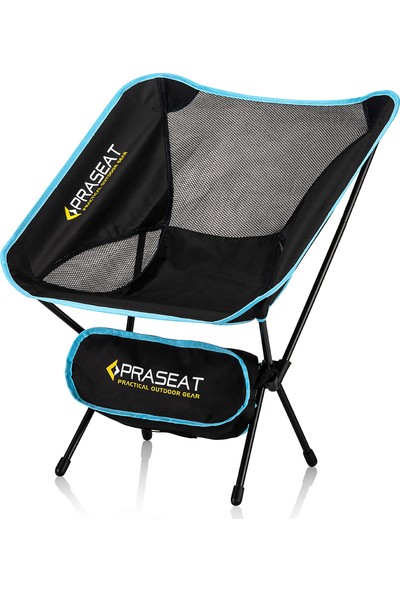 Praseat Kamp Sandalyesi Pratik Çantalı Plaj Sandalyesi Mavi