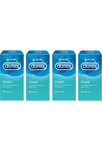 Durex Klasik 12'li Prezervatif 4 Adet Durex Klasik 12'li Prezervatif 4 Adet