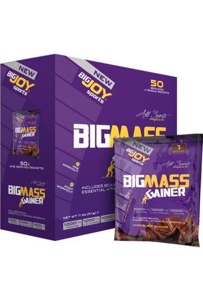 Bıgjoy Bigmass Gainer Karbonhidrat Tozu 5000 gr 50 Paket 4 Aromalı