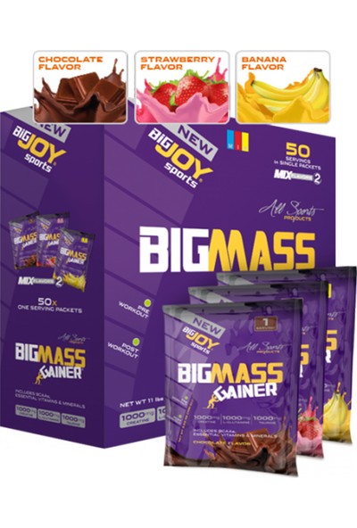 Bıgjoy Bigmass Gainer Karbonhidrat Tozu 5000 gr 50 Paket 4 Aromalı