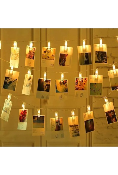 Marketcik Mandallı ve Pilli Dekoratif Led Aydınlatma 20 Sarı Işık 3m Marketcik Mandallı ve Pilli Dekoratif Led Aydınlatma 20 Sarı Işık 3m