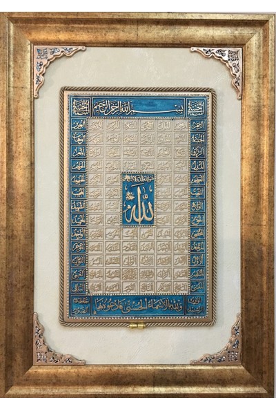 Ayetli Tablo Esma-Ül Hüsna 55x75 Turkuaz Altın Swarovski Ayetli Dini Tablo Ayetli Tablo Esma-Ül Hüsna 55x75 Turkuaz Altın Swarovski Ayetli Dini Tablo