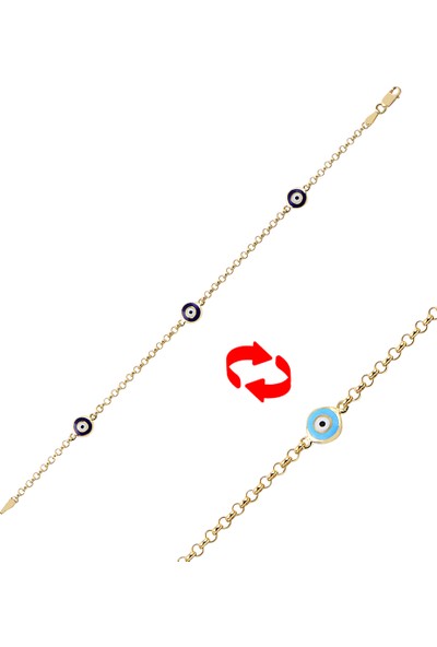 Ejoya Sıralı Nazar Altın Bileklik 83340